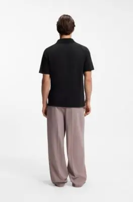 Hugo Johnny-collar Polo Shirt With Broderie Stripes