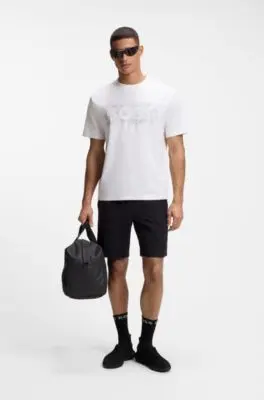 BOSS Logo-artwork T-shirt In Stretch Cotton - White