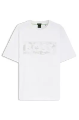 BOSS Logo-artwork T-shirt In Stretch Cotton - White
