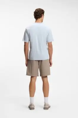 BOSS Logo-artwork T-shirt In Stretch Cotton - Light Blue