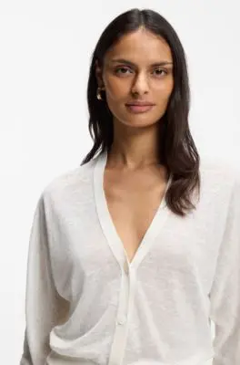 BOSS Linen-cotton Cardigan With Buttons