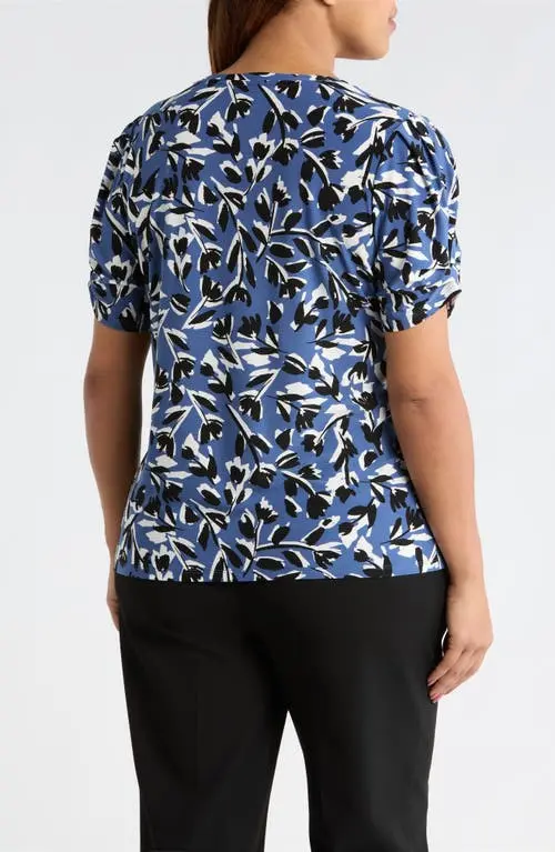 Anne Klein Floral Pleat Sleeve T-shirt