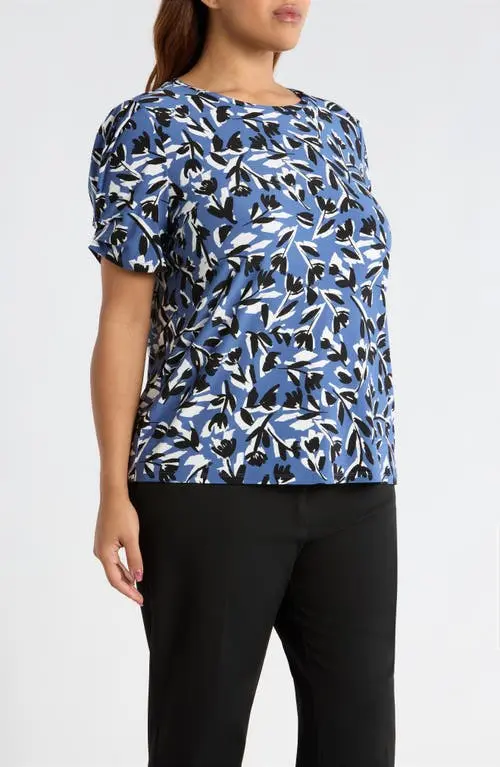 Anne Klein Floral Pleat Sleeve T-shirt