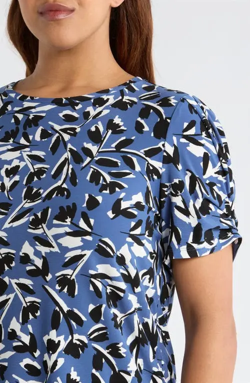 Anne Klein Floral Pleat Sleeve T-shirt