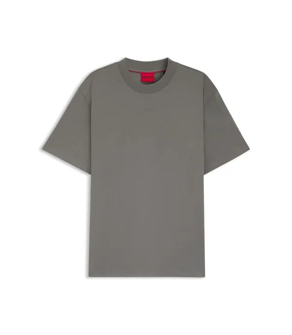 Hugo Relaxed-fit Cotton-jersey T-shirt With Logo Print - Dark Grey
