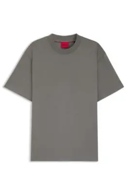 Hugo Relaxed-fit Cotton-jersey T-shirt With Logo Print - Dark Grey