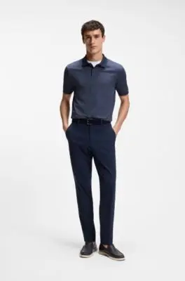 BOSS Jacquard-pattern Polo Shirt In Cotton - Light Blue