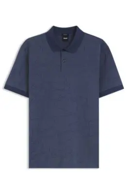BOSS Jacquard-pattern Polo Shirt In Cotton - Light Blue