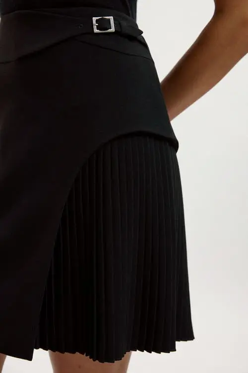 Karen Millen Buckle Detail Pleated Mini Skirt