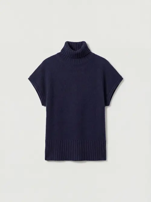 Karen Millen High Neck Knitted Tunic Top With Short Sleeves