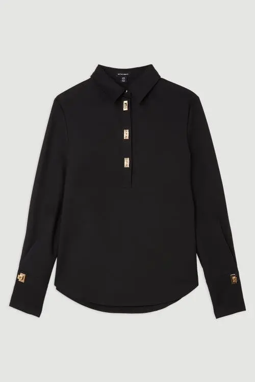 Karen Millen Techno Cotton Shirt - Black