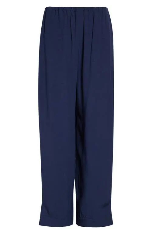 Emporio Armani Micro Leopard Spot Jacquard Wide Leg Pants - Navy
