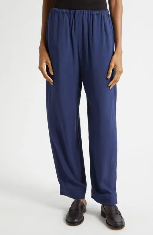 Emporio Armani Micro Leopard Spot Jacquard Wide Leg Pants - Navy