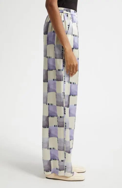 Emporio Armani Check Satin Wide Leg Pants