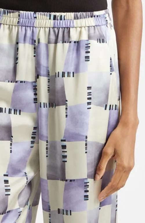 Emporio Armani Check Satin Wide Leg Pants