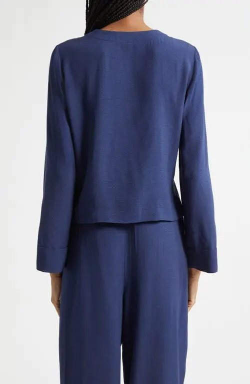 Emporio Armani Micro Leopard Spot Jacquard Top - Navy