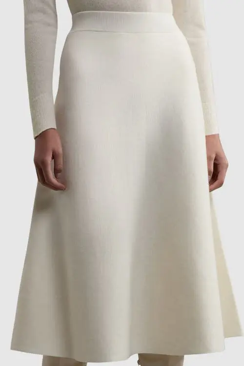 Karen Millen Milano Knit Full Midi Skirt - Cream