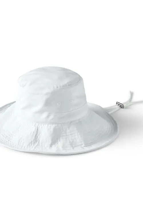 LANDS' END Facesaver Upf 50 Active Wide Brim Sun Bucket Hat - White