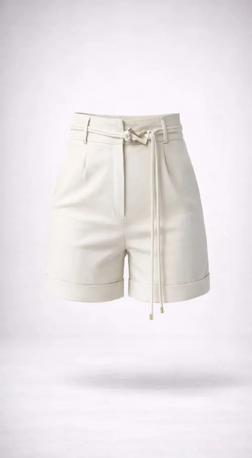 SABLE Salina Linen-blend Paperbag-waist Shorts - Ivory (off-white)