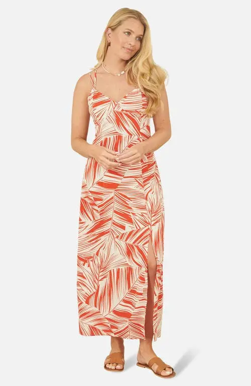 YUMI Sleeveless V-neck Maxi Dress - Orange