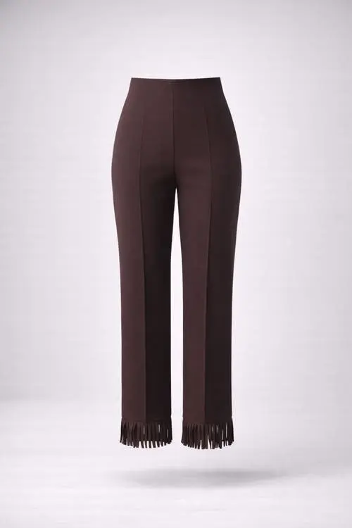 SABLE Brisal High-waist Straight-leg Fringe-hem Trousers