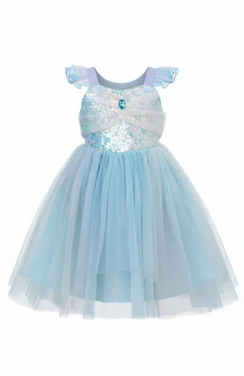 MIA BELLE GIRLS Ocean Princess Sequin Tulle Dress - Blue