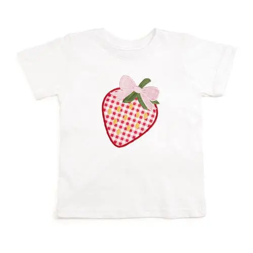 SWEET WINK Strawberry Patchwork Short Sleeve T-shirt - White