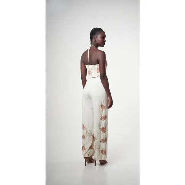 SABLE Costamar Linen-blend Halter Wide-leg Jumpsuit - Ivory (off-white)