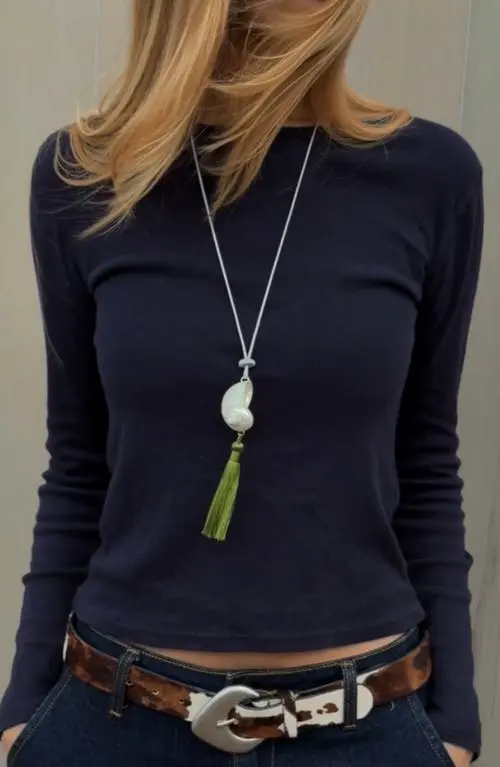 SCCOLLECTION Shell Tassel Necklace - Blue/green