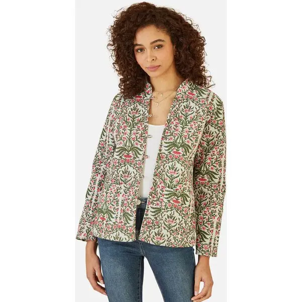 YUMI Long Sleeve Reversible Quilted Jacket - Pink