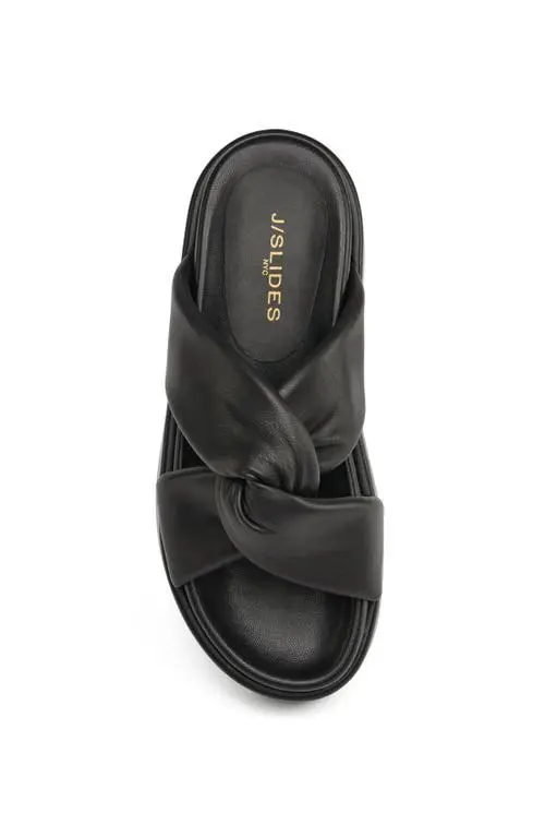 J/SLIDES NYC Yvette Leather Platform Sandal - Black