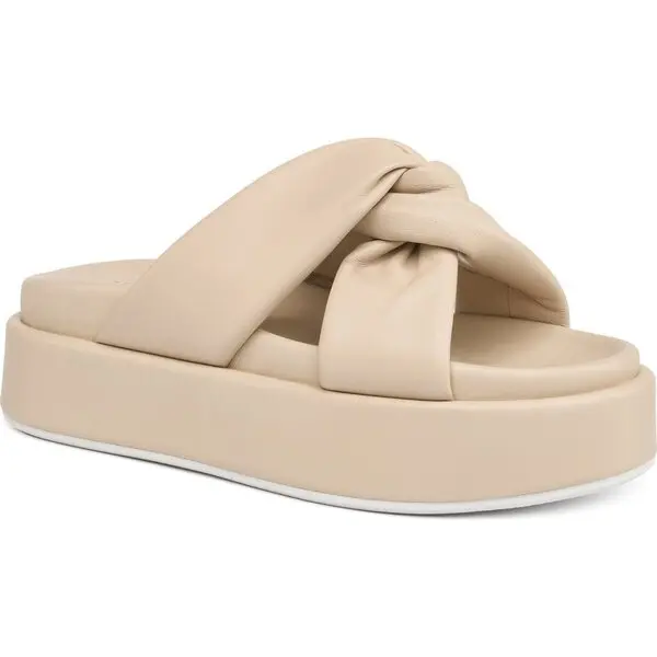 J/SLIDES NYC Yvette Leather Platform Slide Sandals - Off White