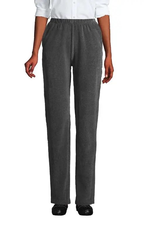 LANDS' END Sport Knit High Rise Corduroy Pants - Charcoal Heather