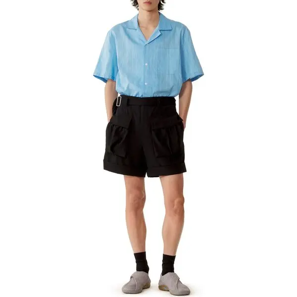 LANVIN Textured Shirt In Cotton And Silk - Periwinkle