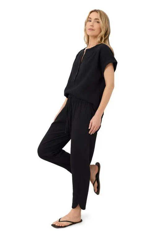 PACT Organic Cotton Coastal Double Gauze Tapered Pull-on Pant - Jet Black