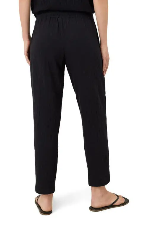 PACT Organic Cotton Coastal Double Gauze Tapered Pull-on Pant - Jet Black
