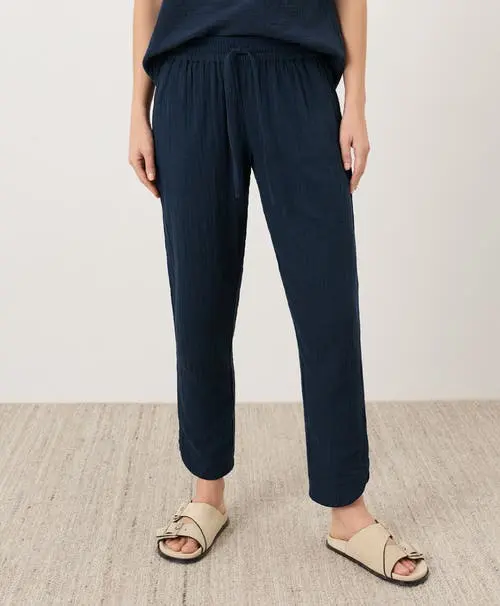 PACT Organic Cotton Coastal Double Gauze Tapered Pull-on Pant - Navy Blue