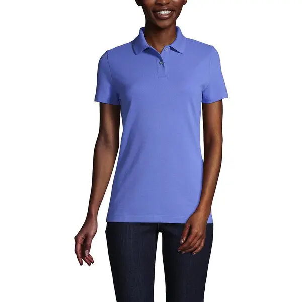 LANDS' END Short Sleeve Mesh Polo Shirt - True Blue