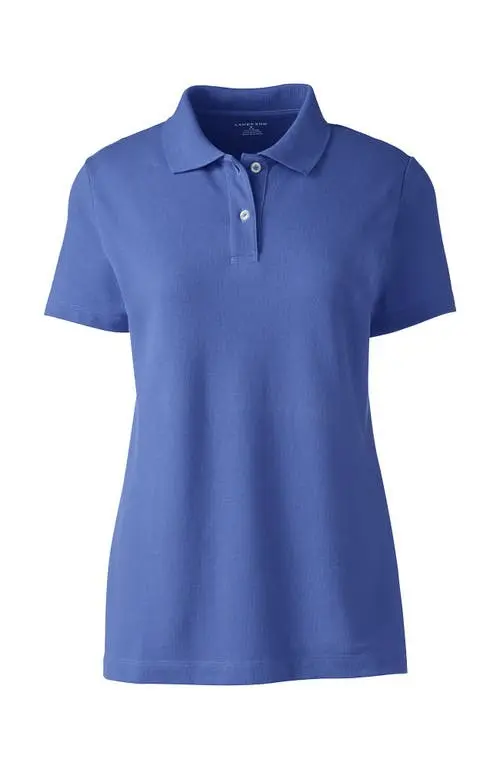 LANDS' END Short Sleeve Mesh Polo Shirt - True Blue