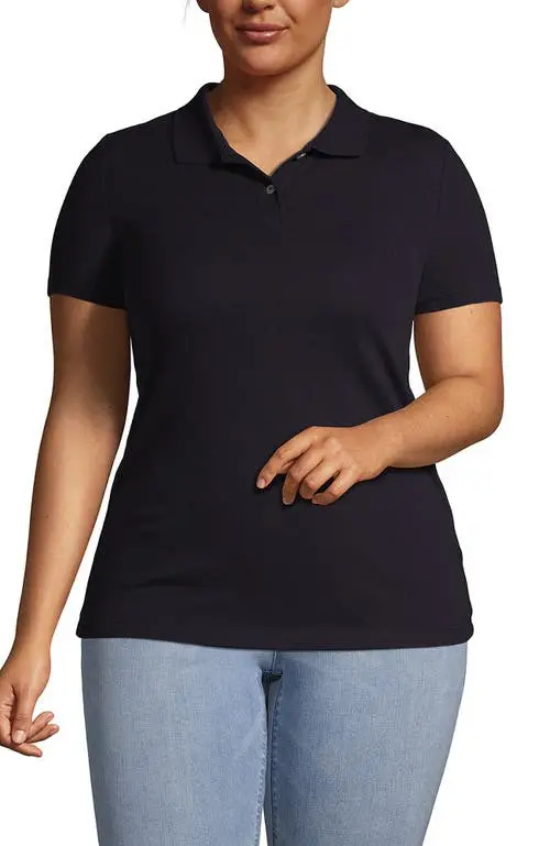 LANDS' END Short Sleeve Mesh Polo Shirt - True Blue