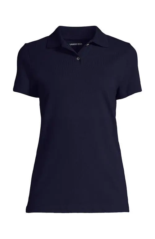 LANDS' END Short Sleeve Mesh Polo Shirt - True Blue