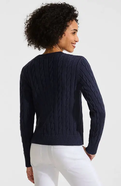 LANDS' END American Flag Cable Knit Drifter Sweater