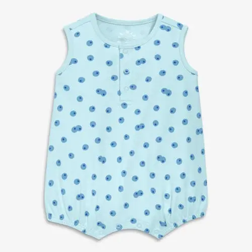 PRIMARY Baby Organic Henley Bubble Shortie - Saltwater Blueberries