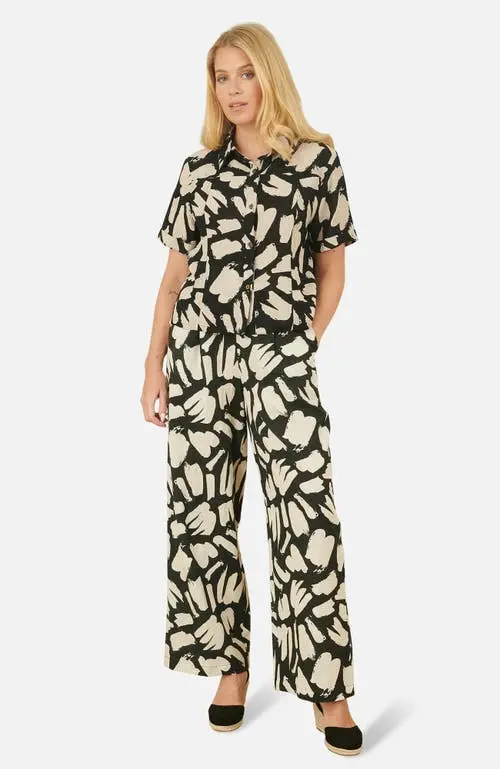 YUMI High Waisted Printed Wide Leg Trousers