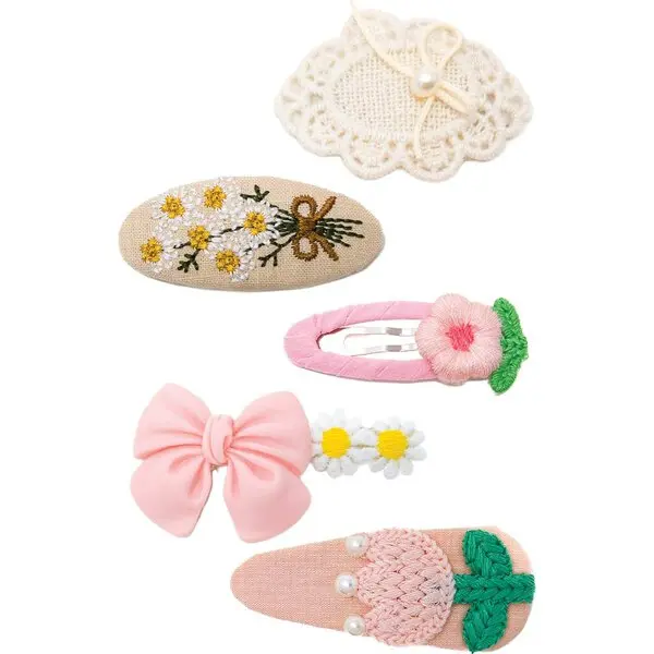 PUTTISU Garden Blossom Hair Clip Set Of 5 - Pink