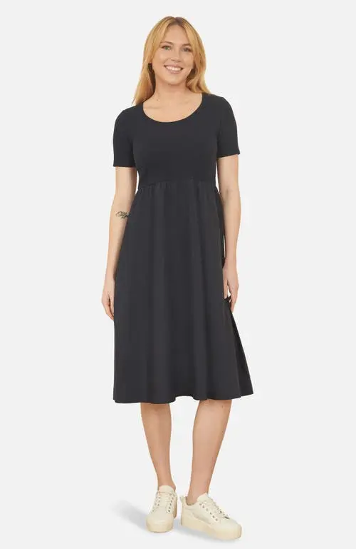 YUMI Jersey Top And Cotton Midi Dress - Navy