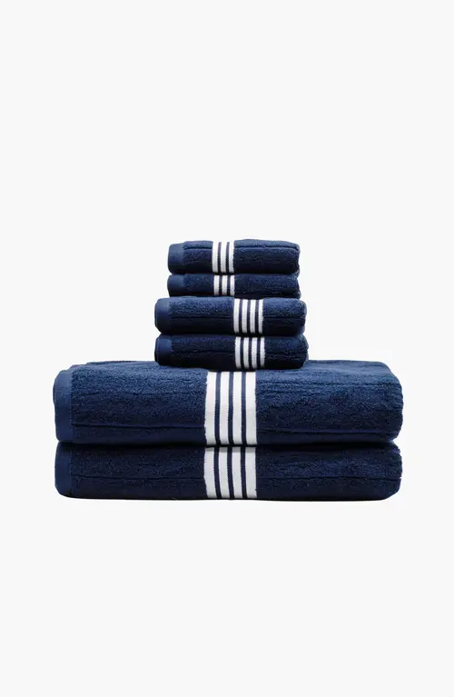 ITALIC Nautilus 6-piece Bath Sheet Luxe Set - Navy/white