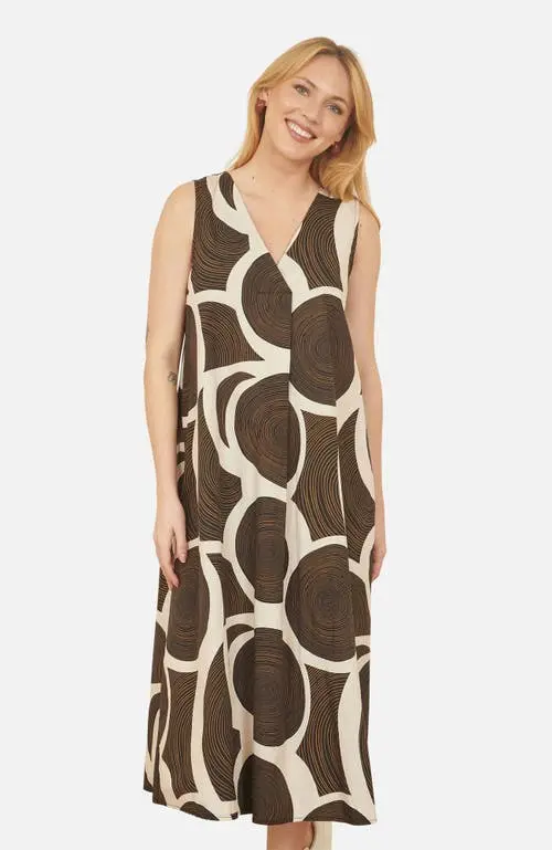 YUMI Sleeveless V-neck Midi Dress