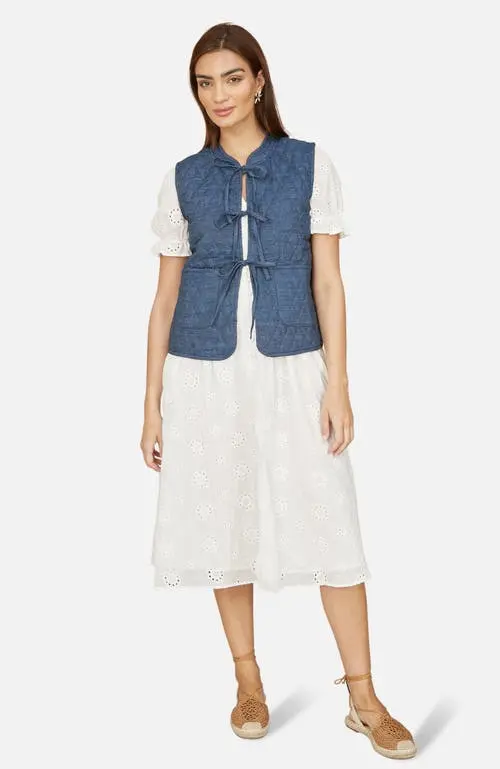 YUMI Reversible Quilted Tie-front Waistcoat