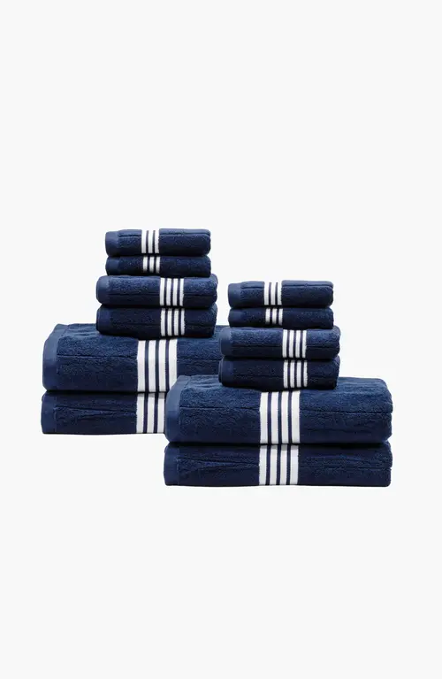 ITALIC Nautilus 12-piece Bath Towel Family Set - Navy/white